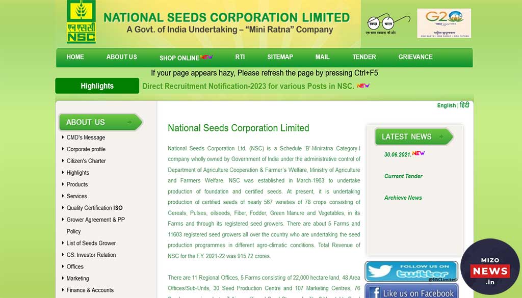 National Seed Corporation Recruitment 2023: - Mizo News